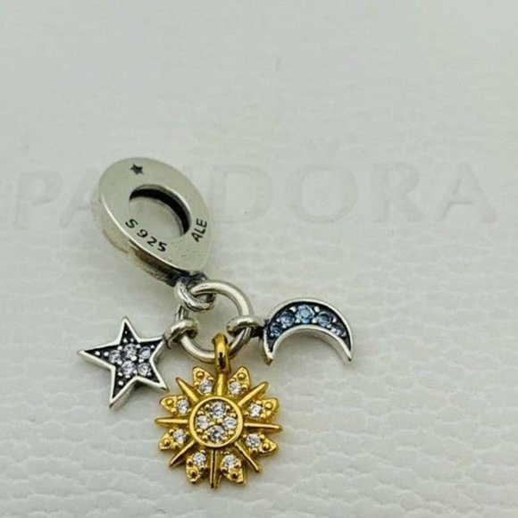 Pandora | Jewelry | Pandora Twotone Celestial Triple Dangle Charm | Poshmark